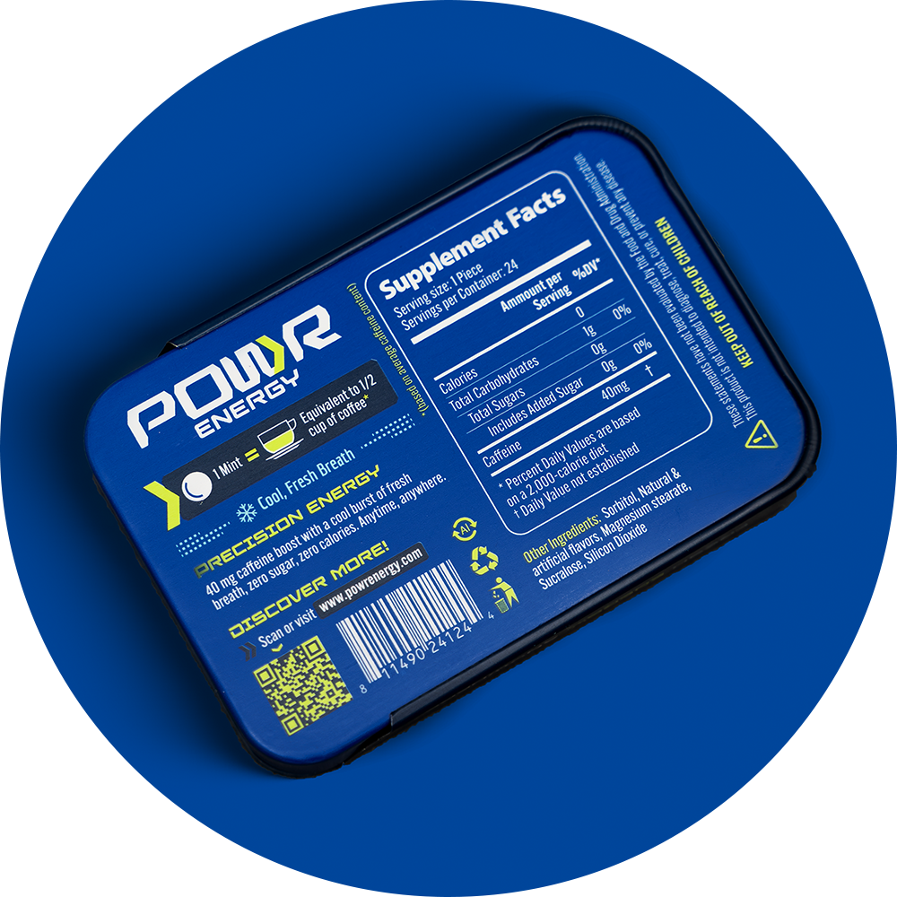 POWR Energy Caffeinated Mints – 40mg Clean Energy Per Mint